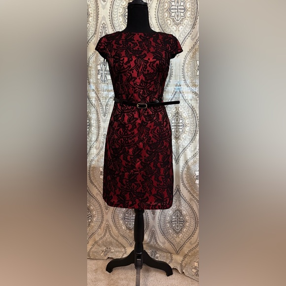 Alyx | Dresses | Elegant Alyx Red With Black Lace Dress | Poshmark